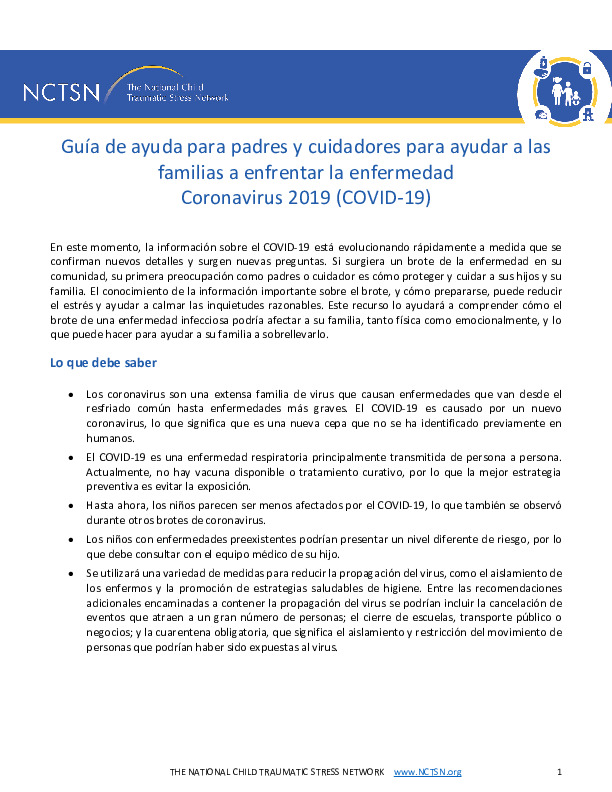 Guía de ayuda para padres y cuidadores para ayudar a las familias a enfrentar la enfermedad ...