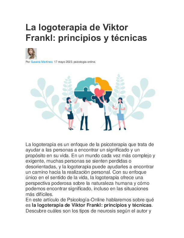 La logoterapia de Viktor Frankl: principios y técnicas · Biblioteca Virtual - CCH