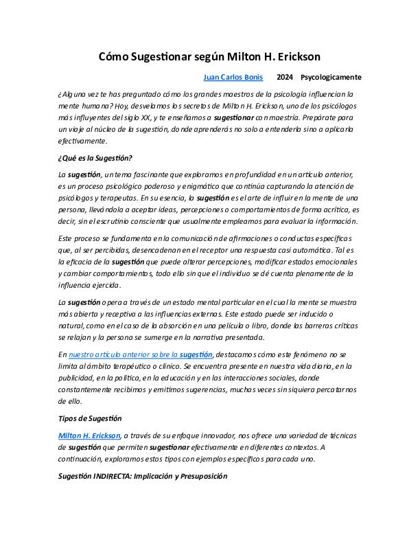 Cómo Sugestionar según Milton H. Erickson · Biblioteca Virtual - CCH