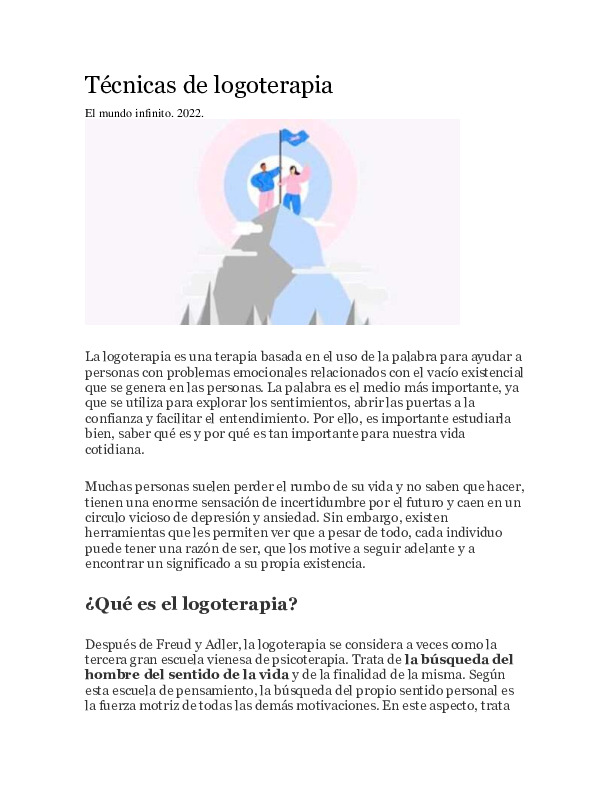 Técnicas de logoterapia · Biblioteca Virtual - CCH